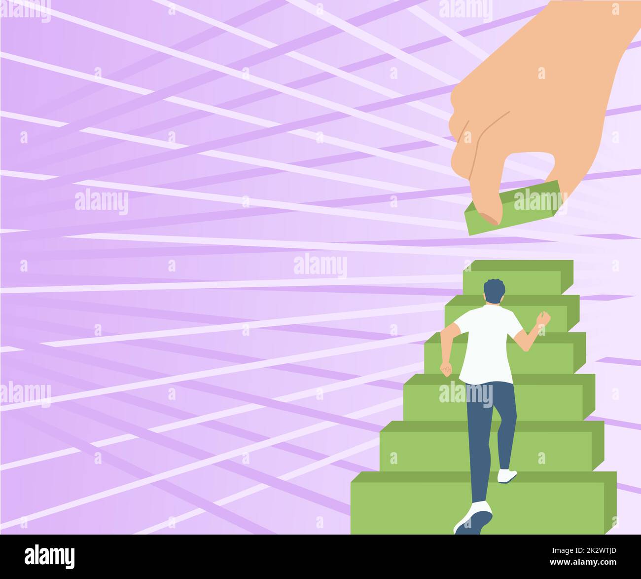 Gentleman Climbing Up Stair Case Trying To Reach Goals Hand Helping ...