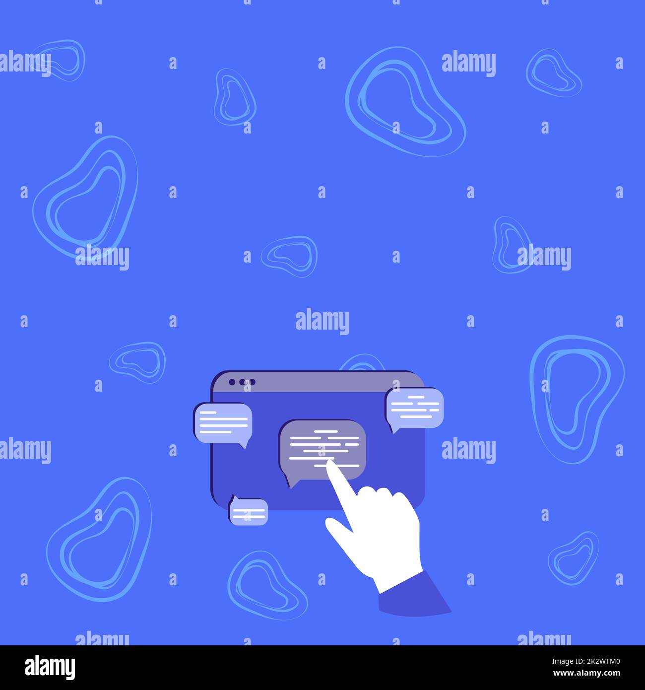 Hand Showing Graph Growth Pointing Web Browser Screen With Chat Bubbles ...