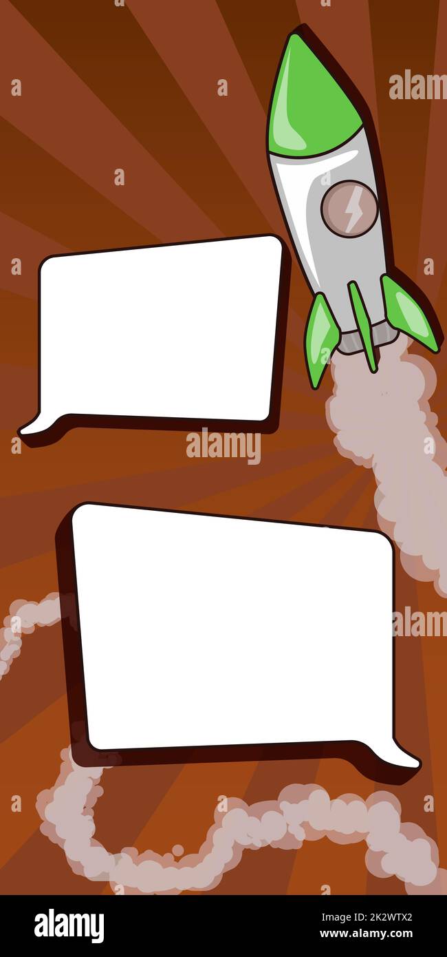 Rocket Ship Launching Fast Straight Up To The Outer Space. Spaceship ...