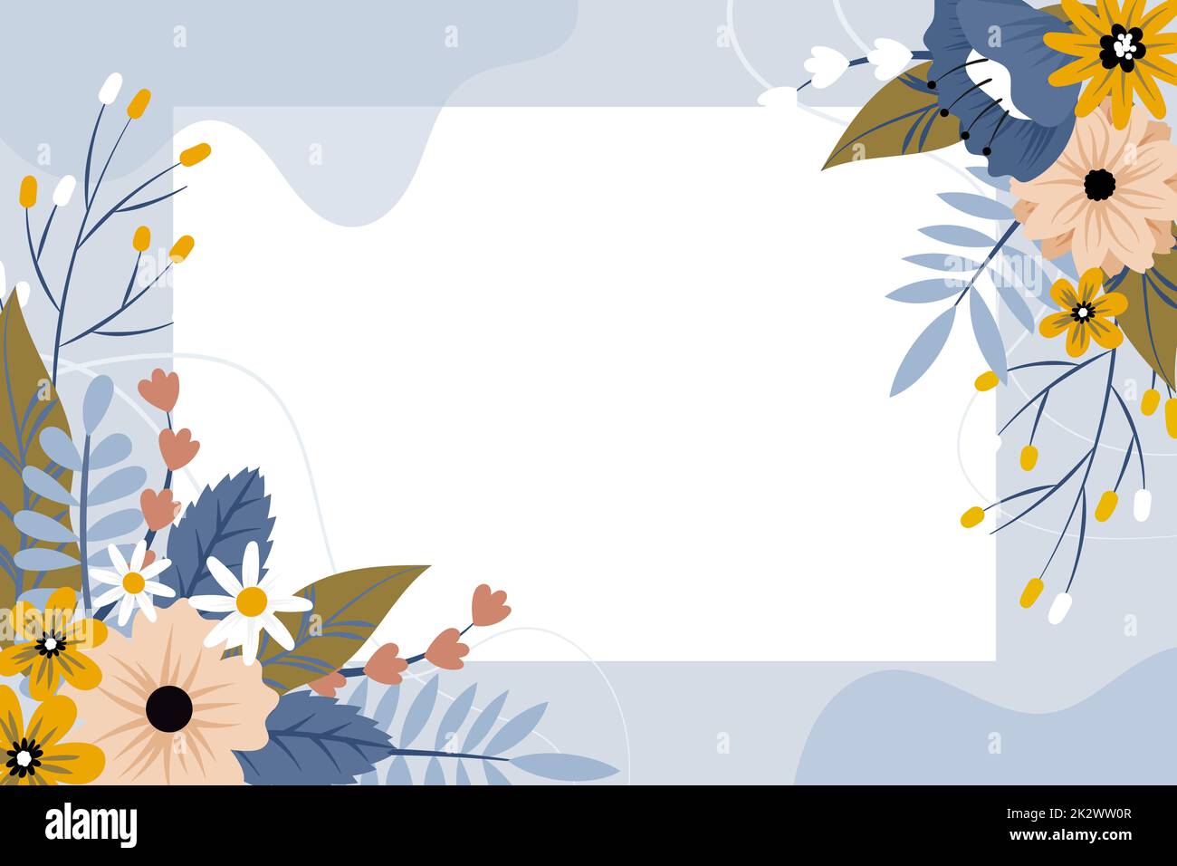 Blank Frame Decorated With Colorful Flowers And Foliage Arranged ...