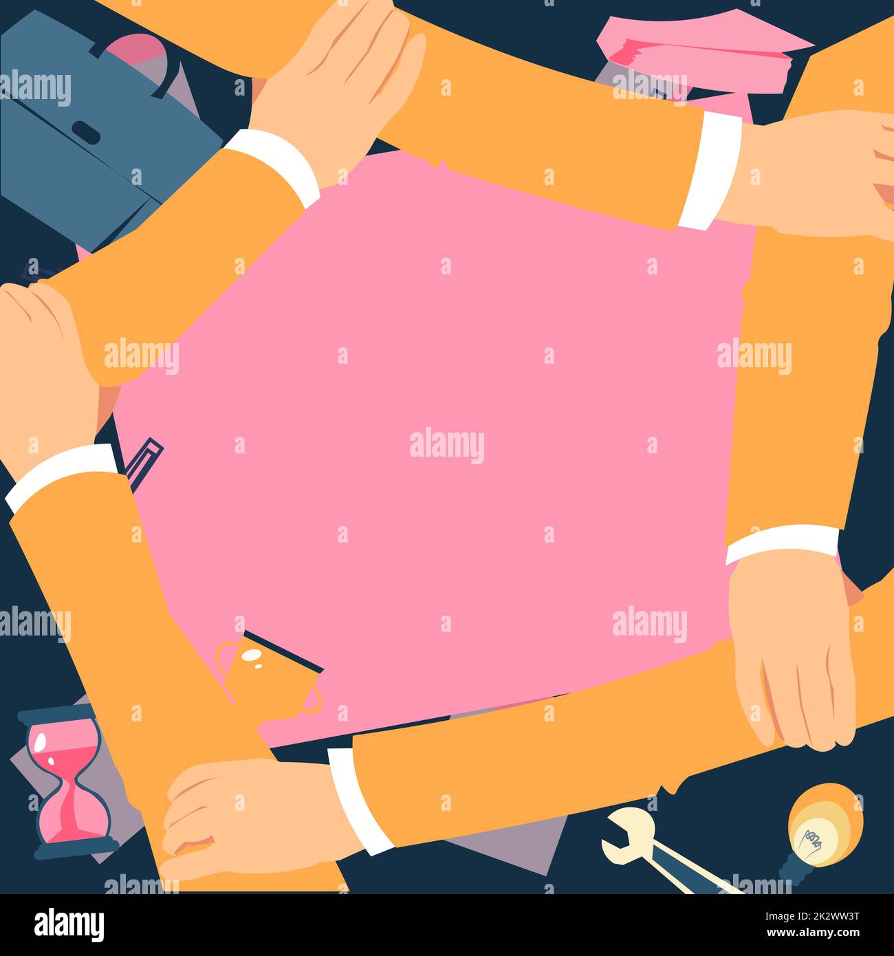 Four Hands Drawing Holding Arm Together Showing Connection Symbol ...