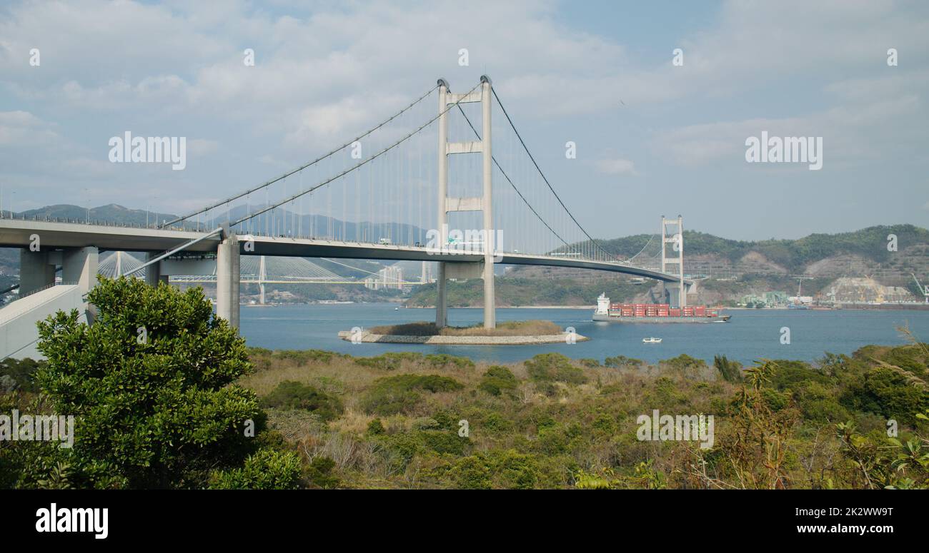 Tsing Ma Suspension bridge in Hong Kong city Stock Photo - Alamy