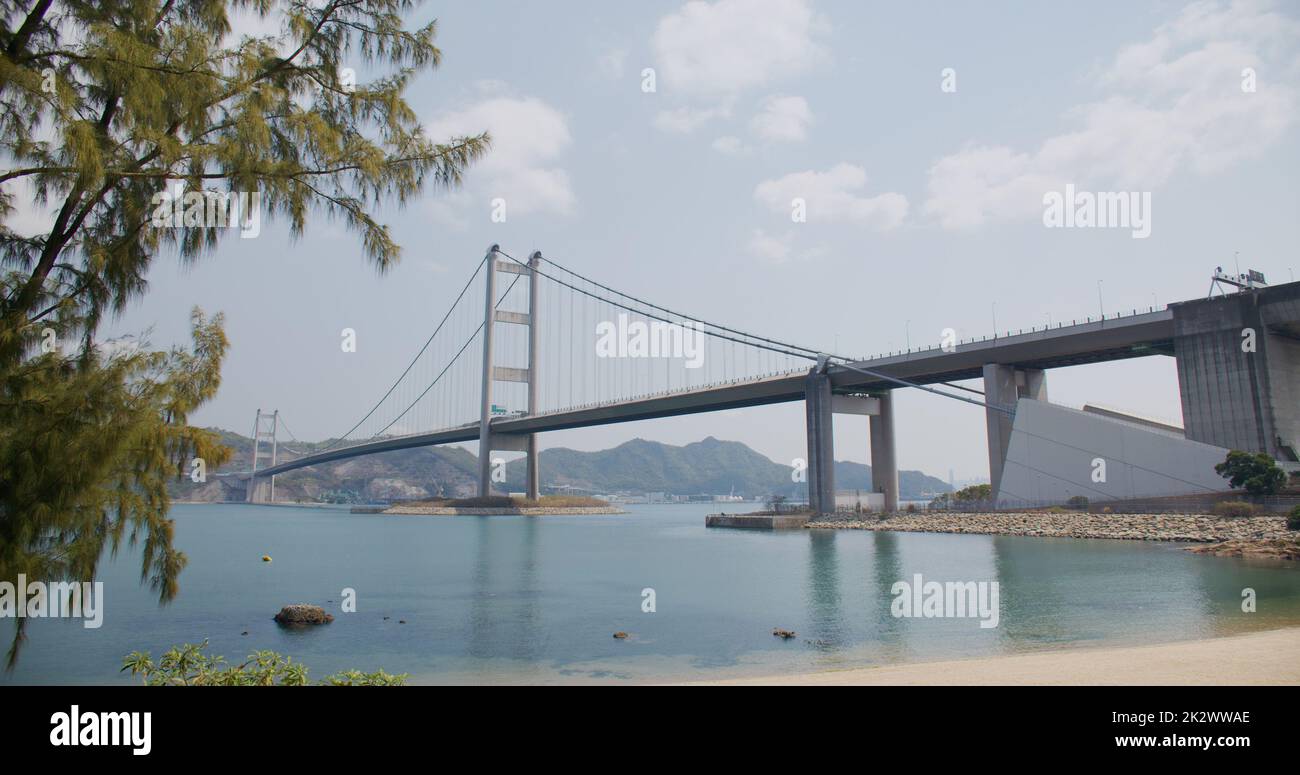 Tsing Ma Suspension bridge in Hong Kong city Stock Photo - Alamy