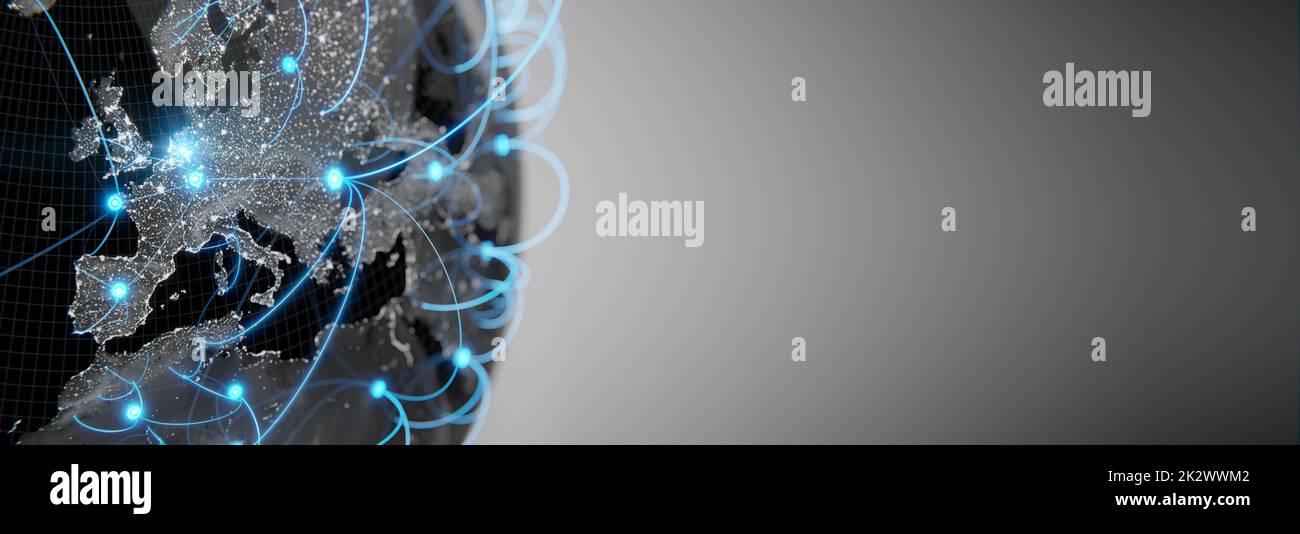 Globalization and communication concept. Earth and luminous rays. 3d ...