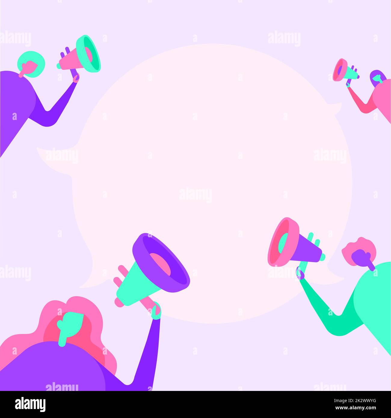 Group Of People Drawing Holding Their Megaphones Talking And Sharing ...