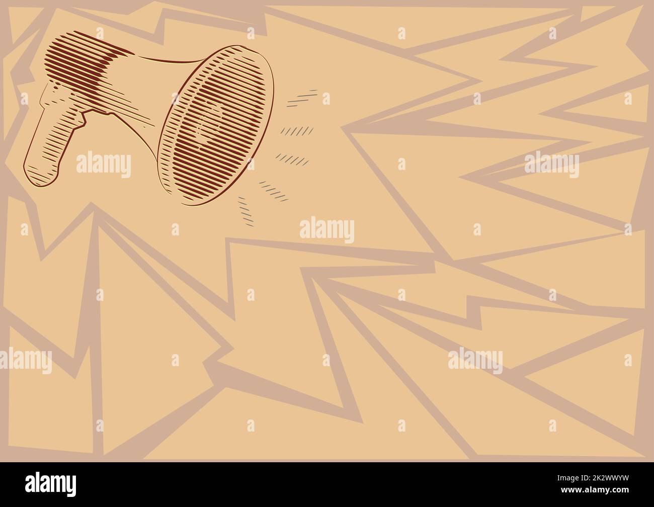 Illustration Of A Loud Megaphone Speaker Making New Announcements. Line ...