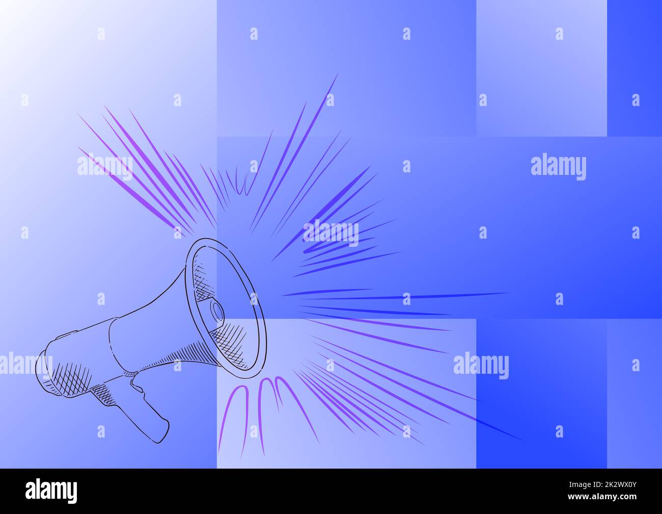 Illustration Of A Loud Megaphone Speaker Making New Announcements. Line ...