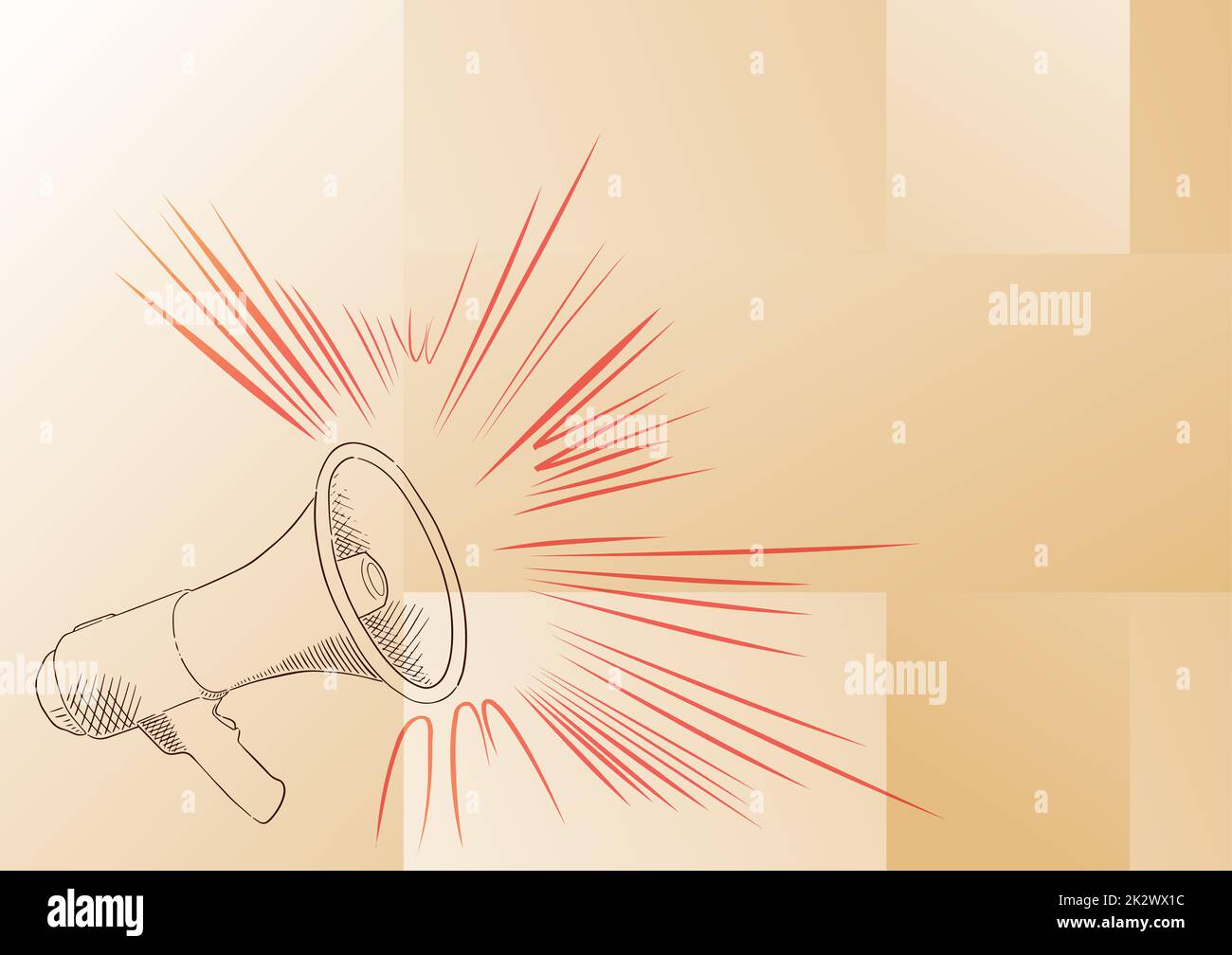 Illustration Of A Loud Megaphone Speaker Making New Announcements. Line ...