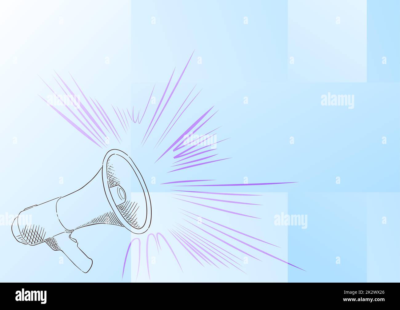 Illustration Of A Loud Megaphone Speaker Making New Announcements. Line ...