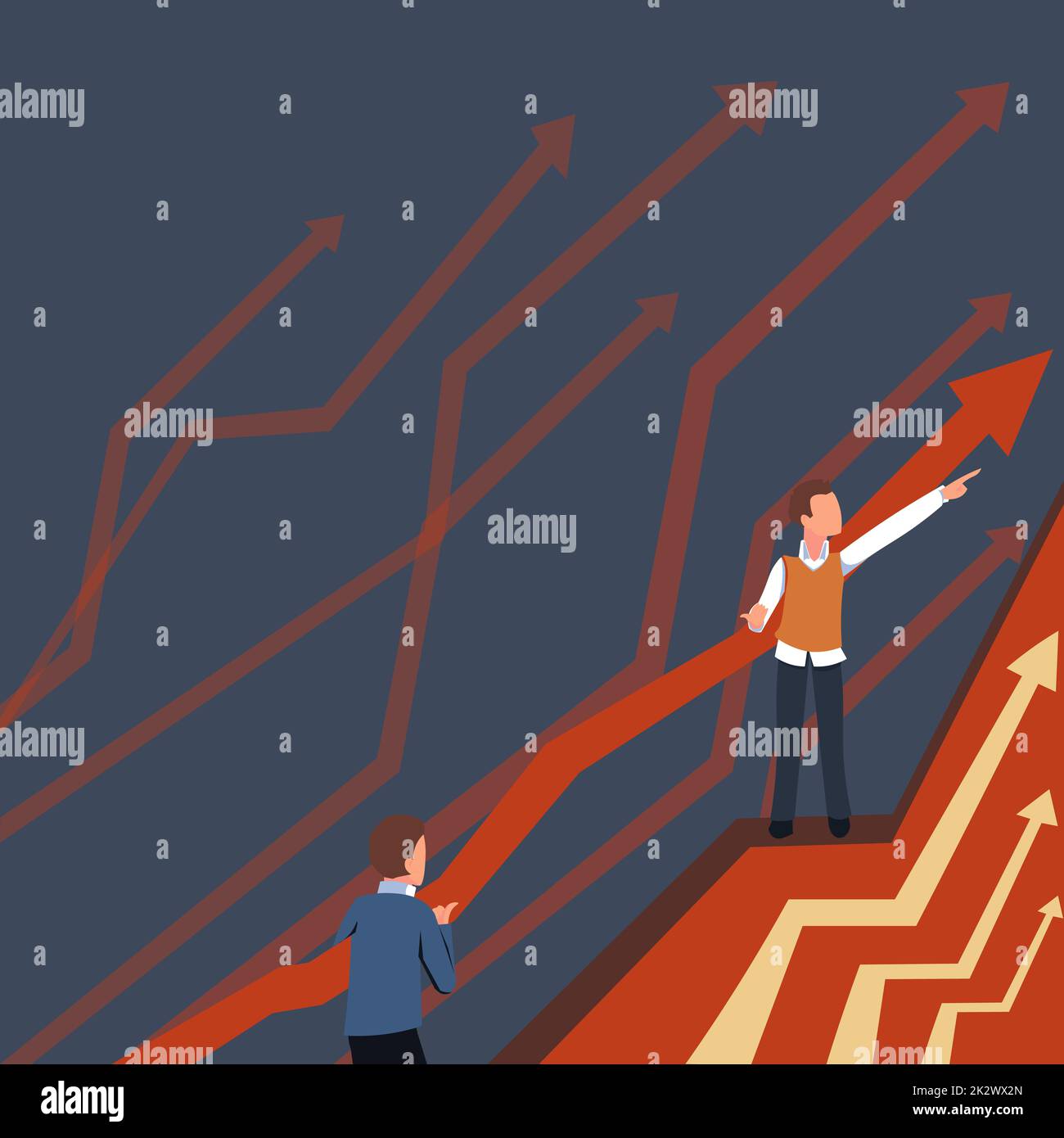 Arrows Guiding Two Collaborating Businessmen Towards Better Financial ...