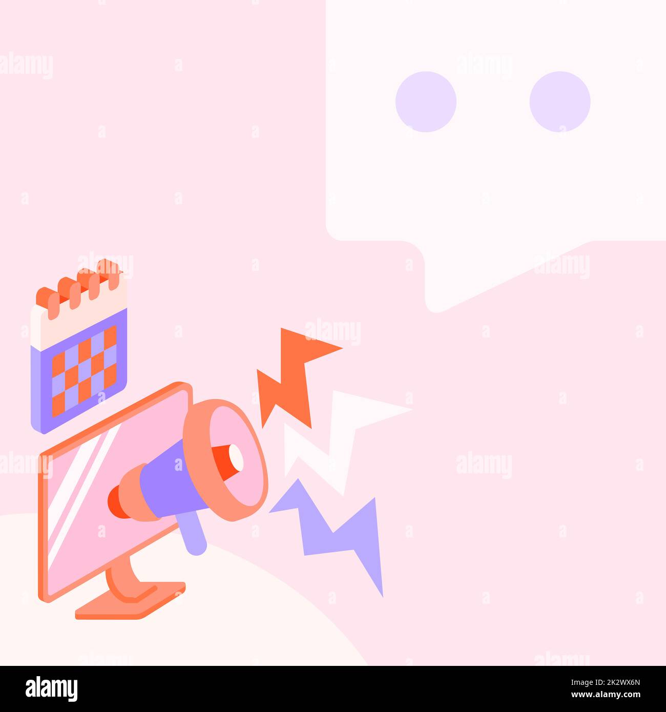 Monitor Screen Drawing With Megaphone Producing Lighting To A Message ...