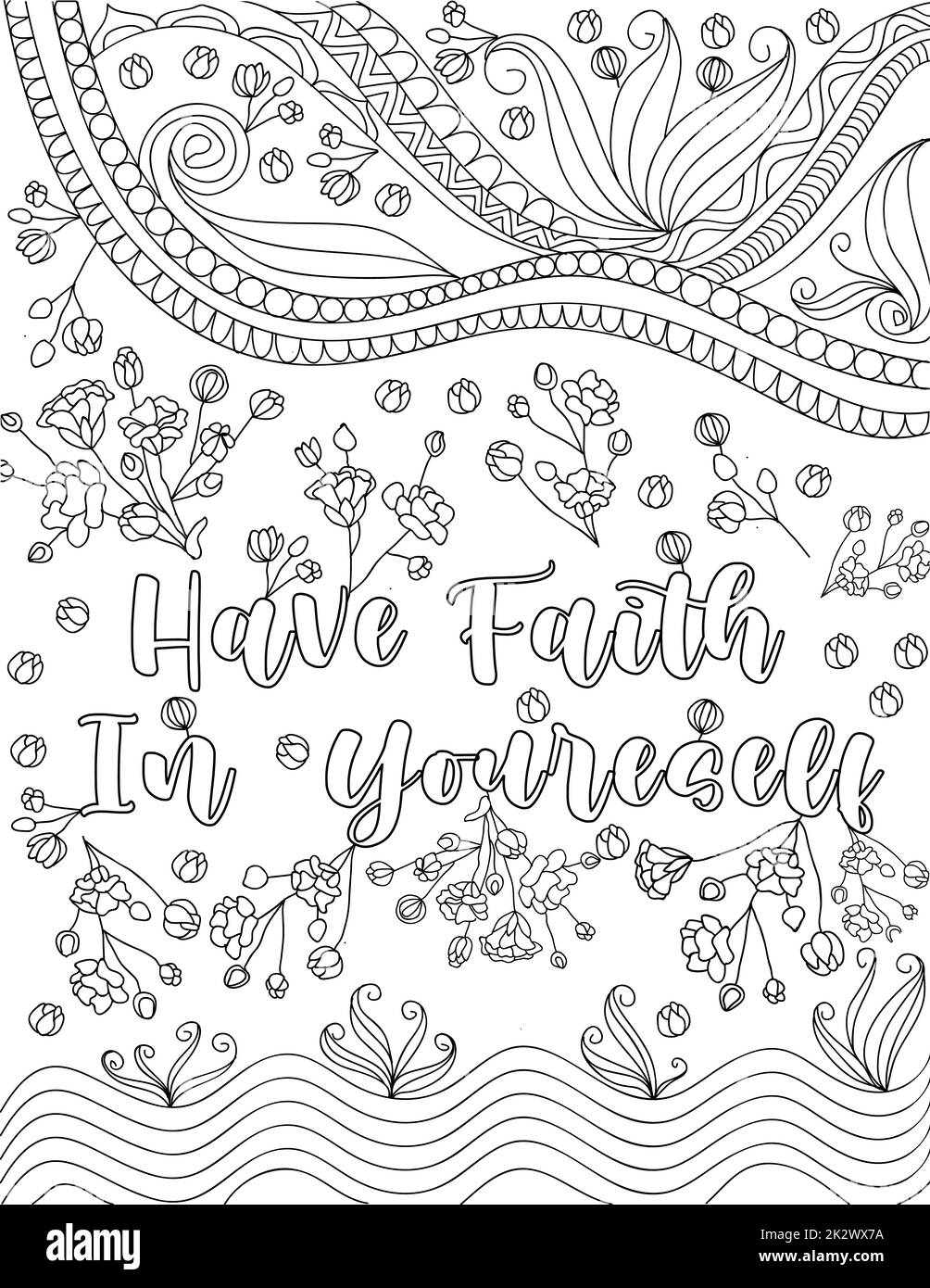 Inspirational Message Surrounded By Beautiful Roses Line Drawing ...