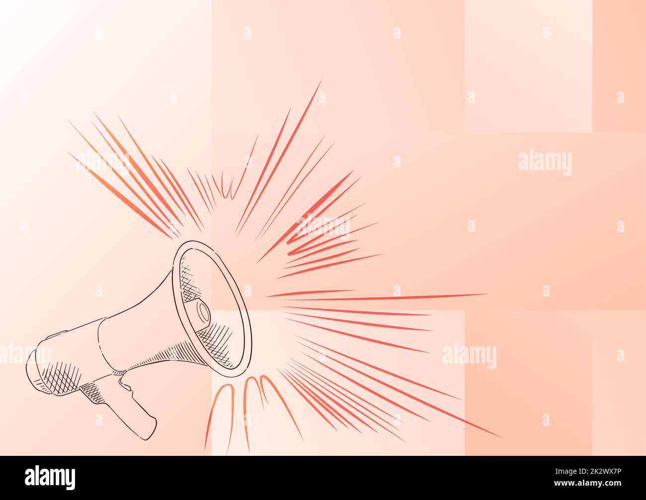 Illustration Of A Loud Megaphone Speaker Making New Announcements. Line ...