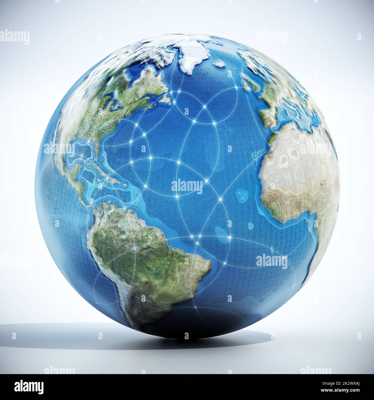 Earth with intersecting circles isolated on white background. 3D ...