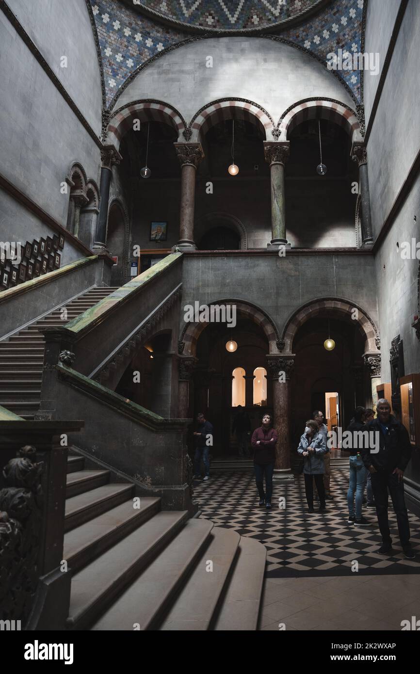 A vertical shot of the interior of the Trinity College in Dublin ...