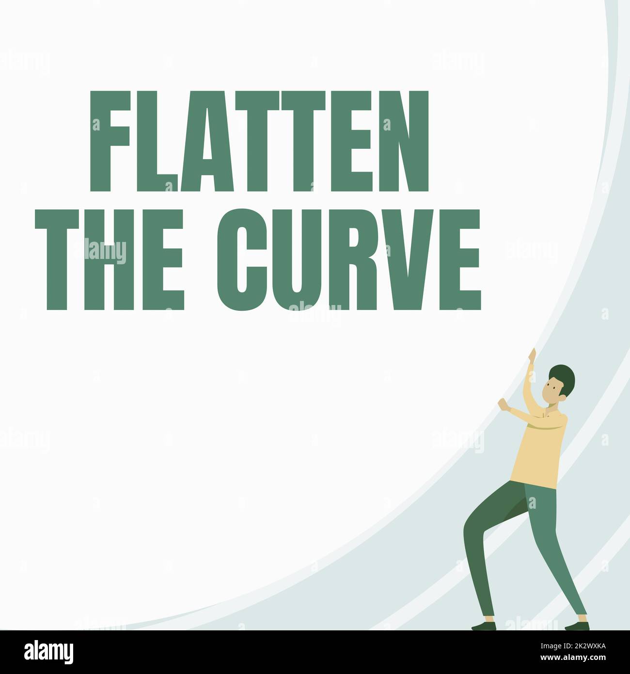 Conceptual display Flatten The Curve. Business overview raising an ...
