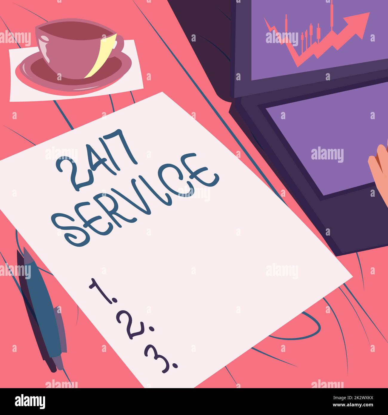 Text sign showing 24 Or 7 Service. Business idea Always available to ...