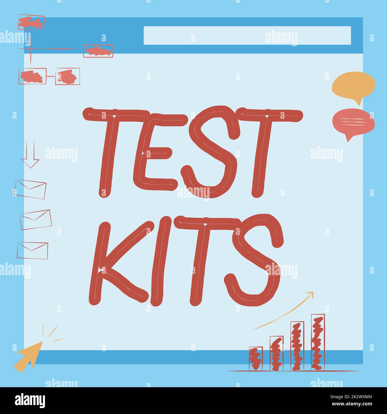 Hand writing sign Test Kits. Word Written on tools used to detect the ...