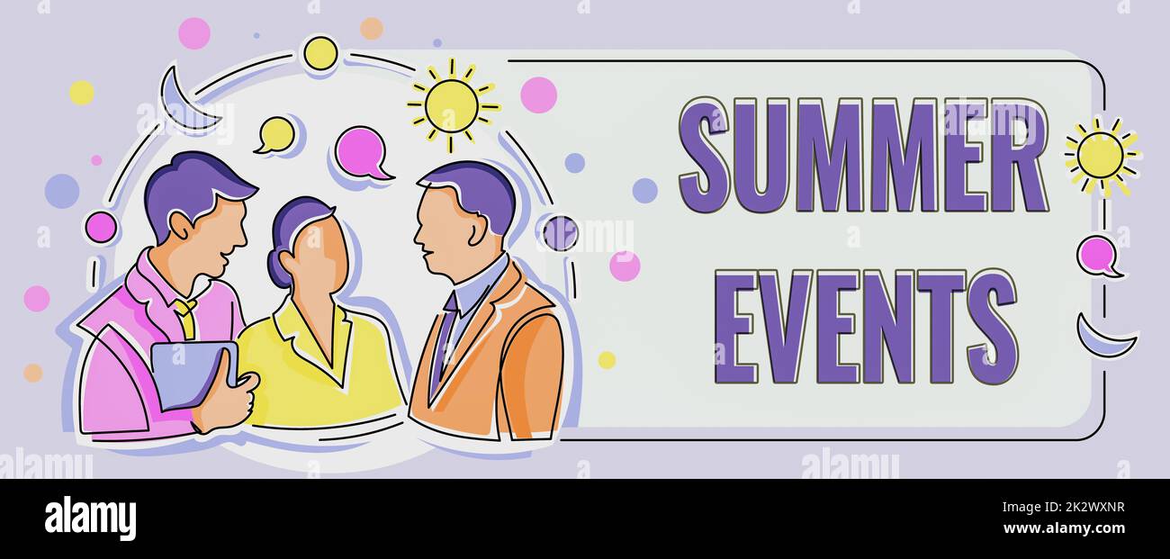 Sign displaying Summer Events. Word Written on Celebration Events that ... Sign displaying Summer Events. Word Written on Celebration Events that ...