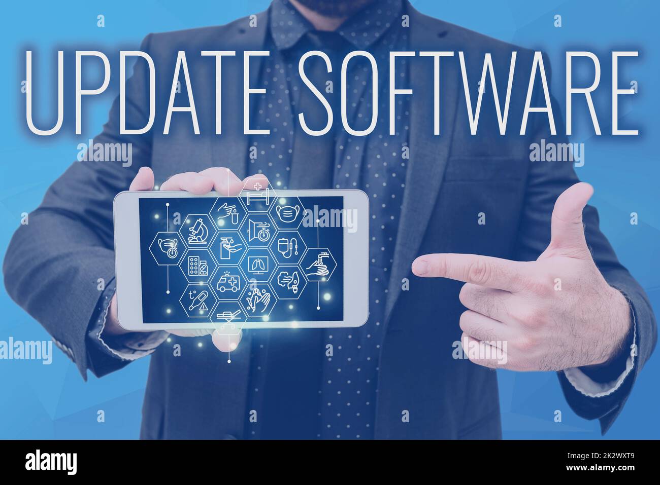 Text sign showing Update Software. Business approach replacing program with a newer version of ...