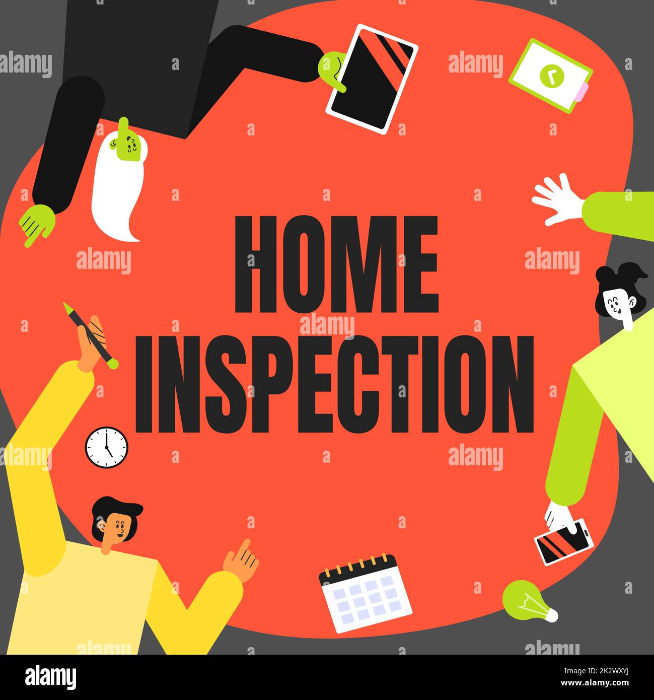 Conceptual caption Home Inspection. Word Written on Examination of the ...