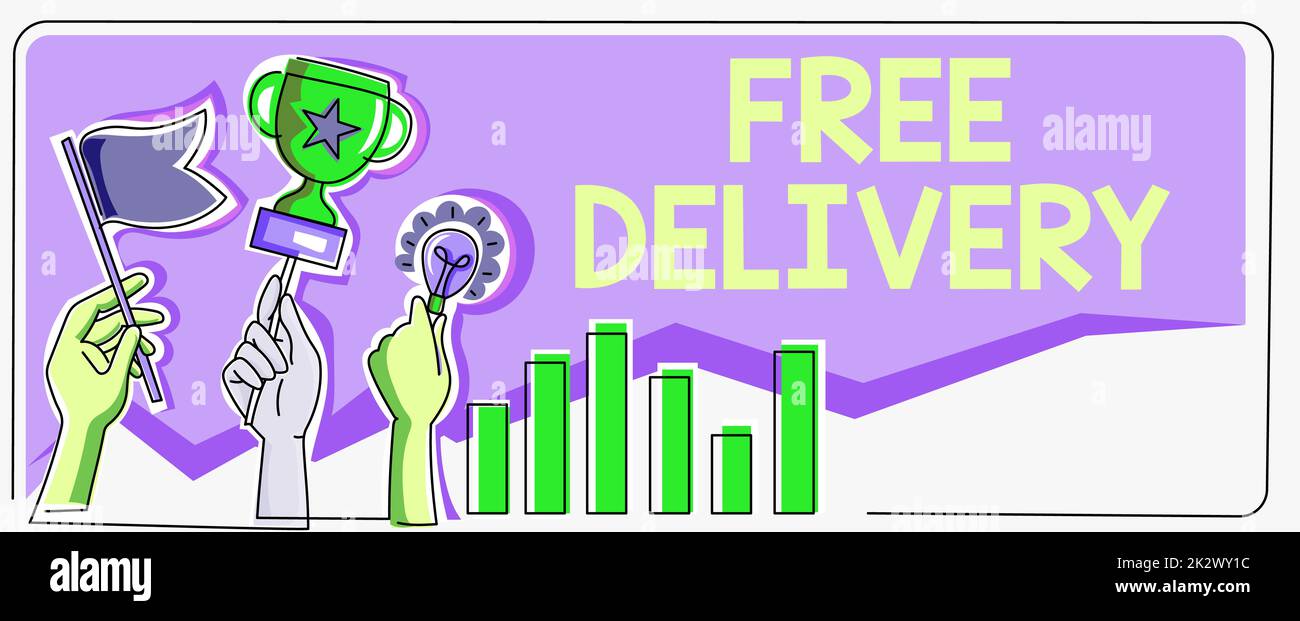Conceptual caption Free Delivery. Business overview Shipping Package ...