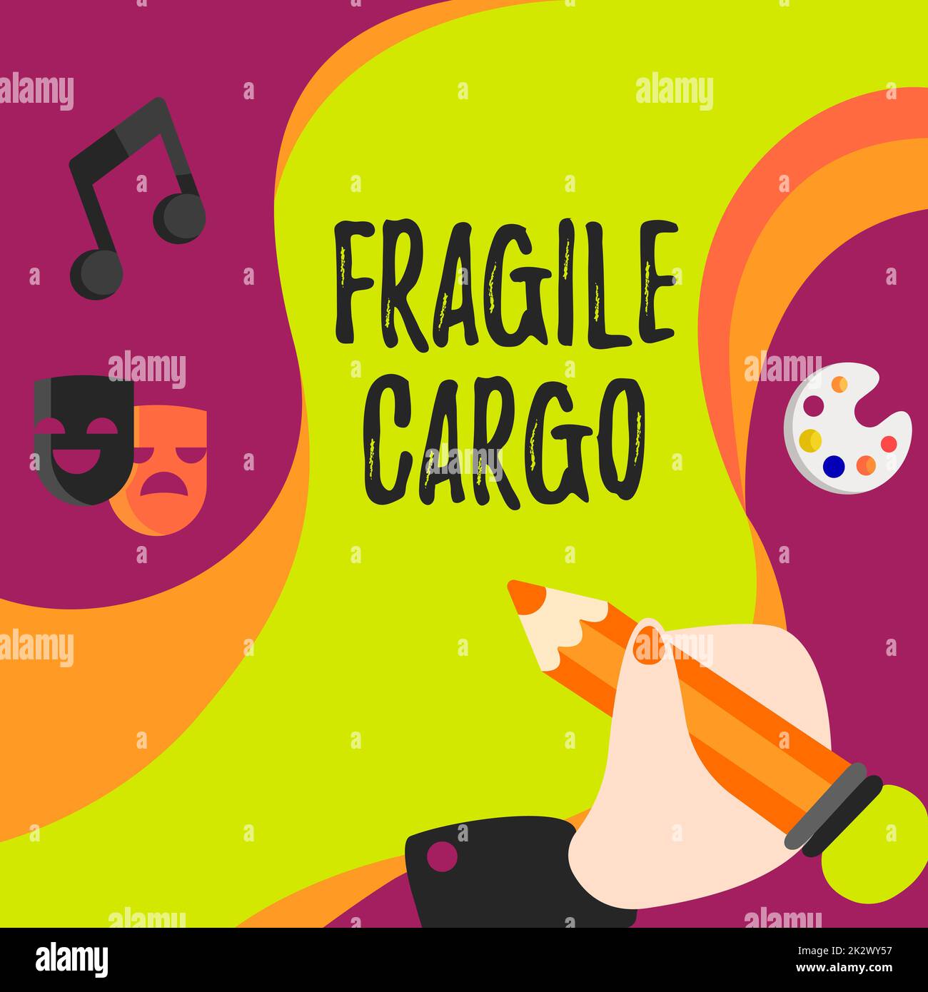Conceptual display Fragile Cargo. Word Written on Breakable Handle with ... Conceptual display Fragile Cargo. Word Written on Breakable Handle with ...