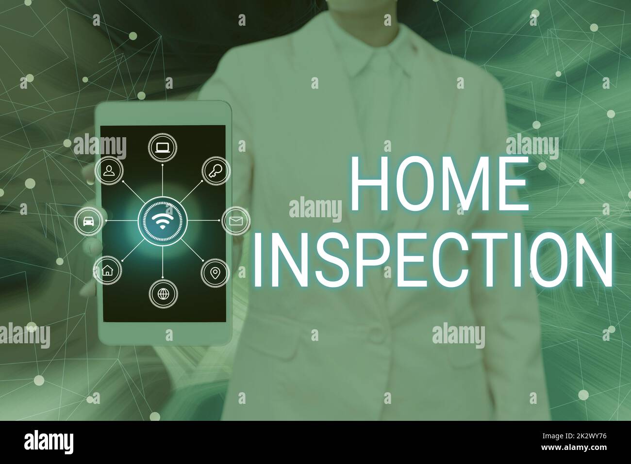 Sign displaying Home Inspection. Business overview Examination of the ...