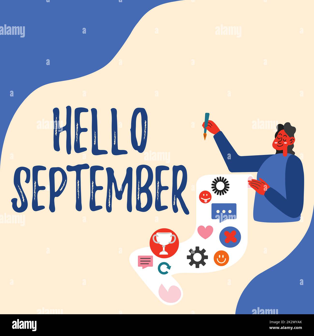 Text sign showing Hello September. Business concept Eagerly wanting a ...