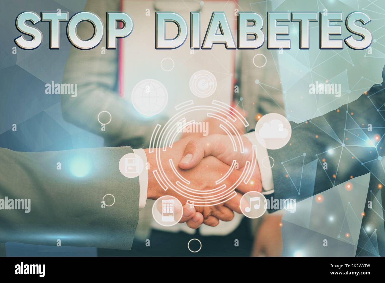 Text caption presenting Stop Diabetes. Business concept Blood Sugar ...