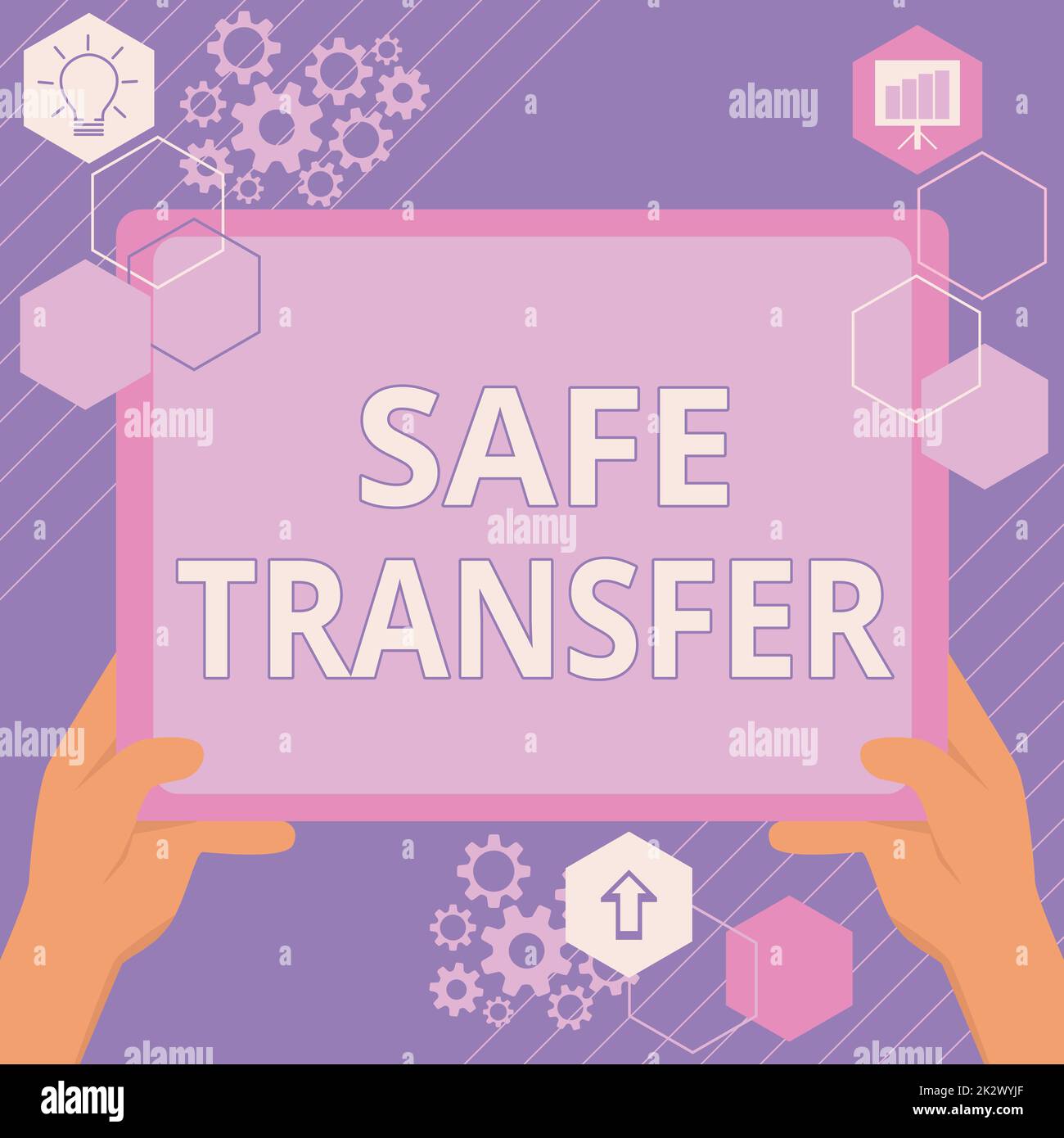 Text caption presenting Safe Transfer. Business concept Wire Transfers ...