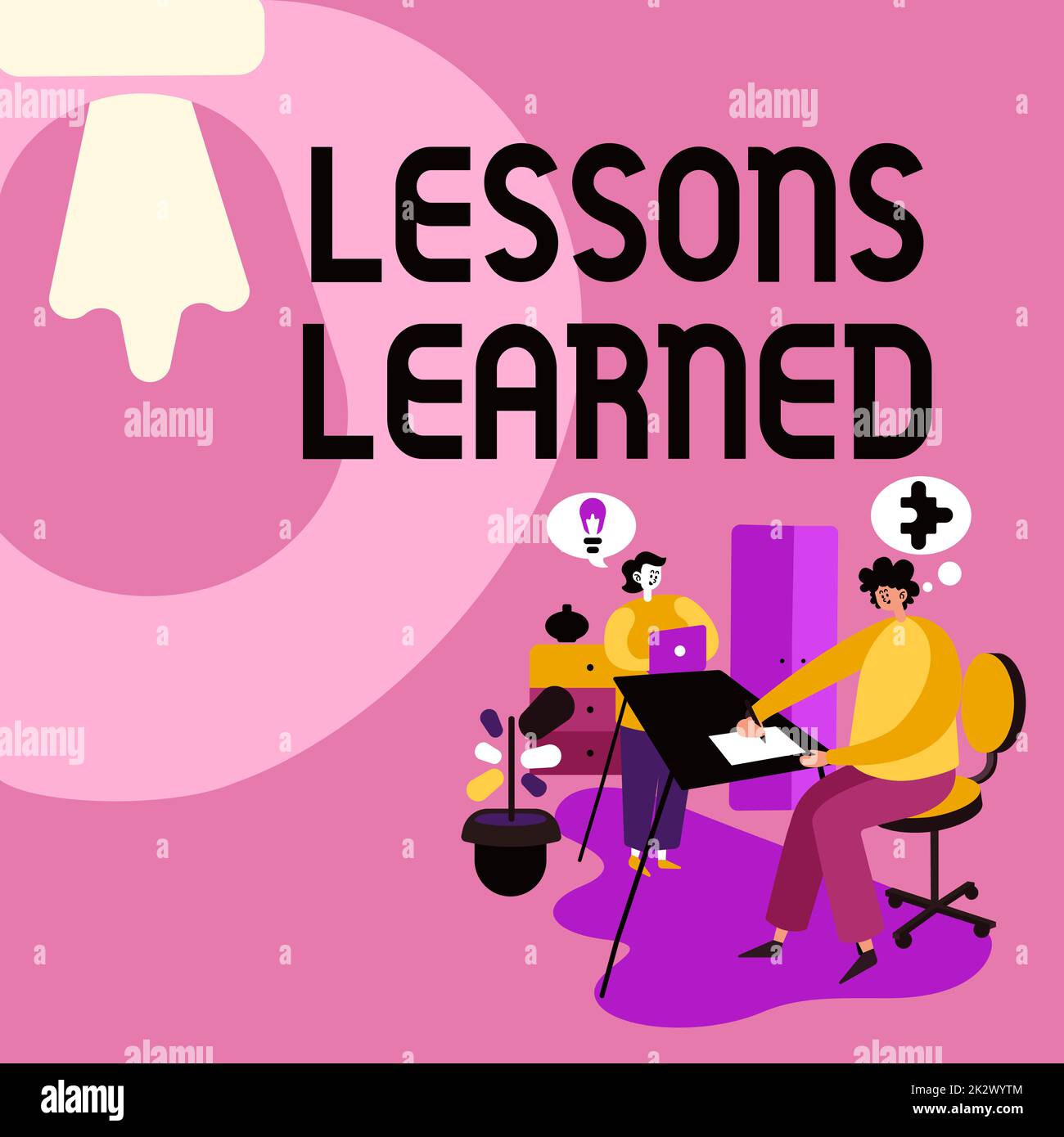 Hand writing sign Lessons Learned. Internet Concept Promote share and use knowledge derived from ...