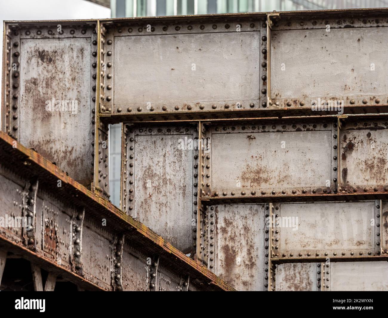 Riveted steel girders above Castlefield Viaduct. Manchester Stock Photo ...
