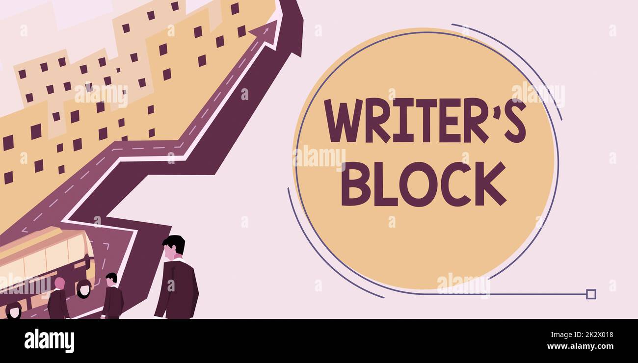 Text caption presenting Writer S Block. Business idea Condition of being unable to think of what ...