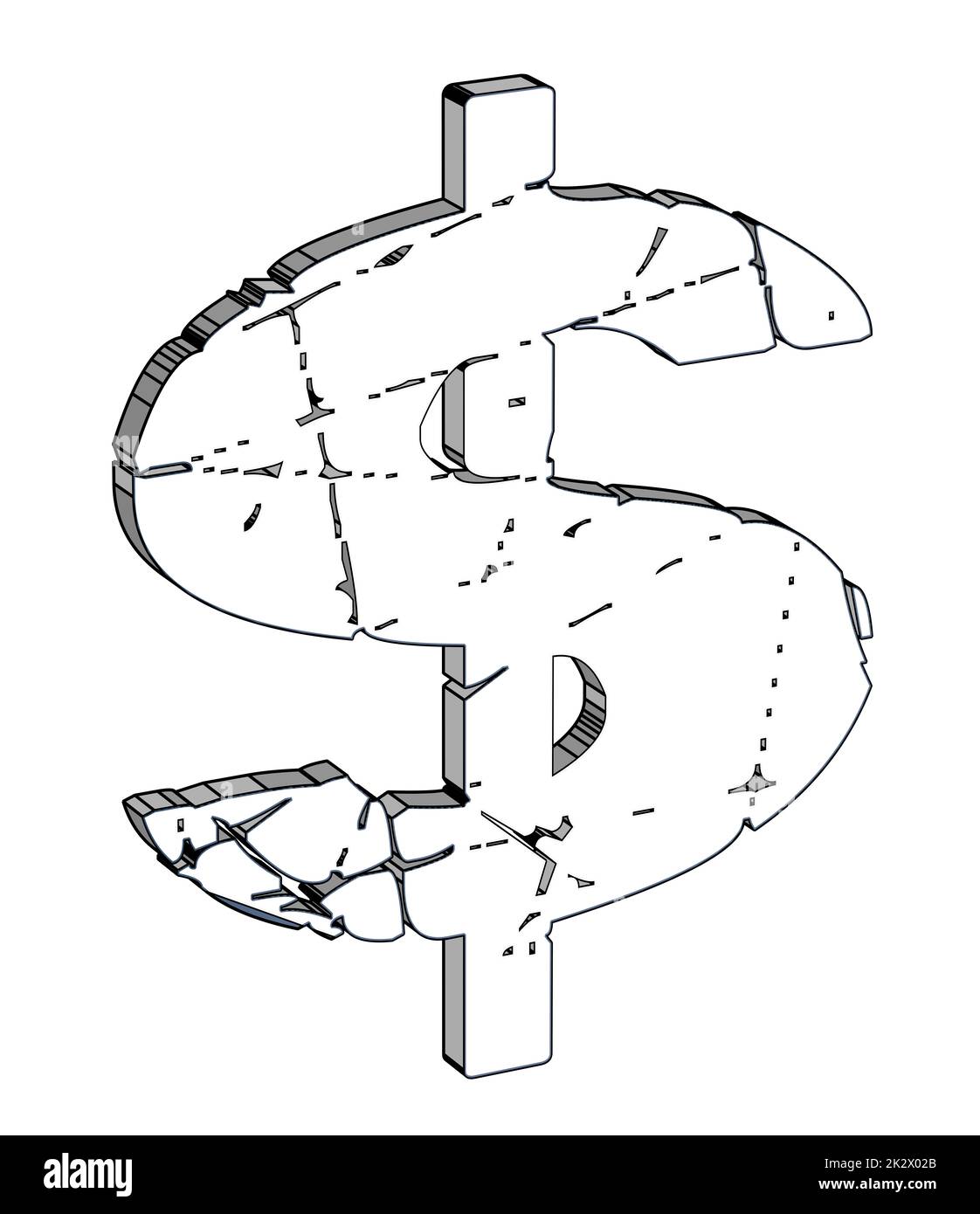 Dollar Sign Carved From Rock In 3D Render Stock Photo - Alamy
