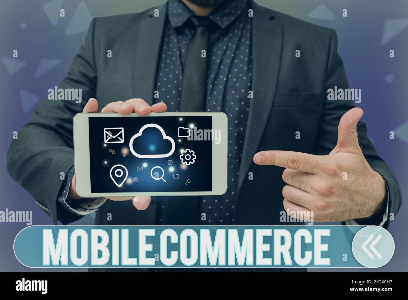 Text sign showing Mobile Commerce. Conceptual photo Using mobile phone ...