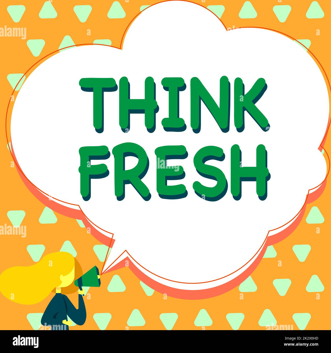 Sign displaying Think Fresh. Business overview Thinking on natural ...