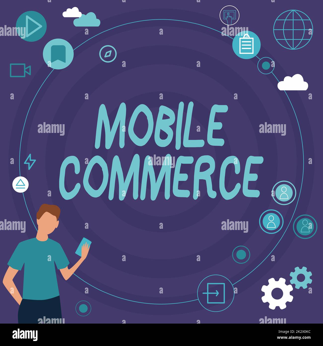 Text Caption Presenting Mobile Commerce Business Concept Using Mobile