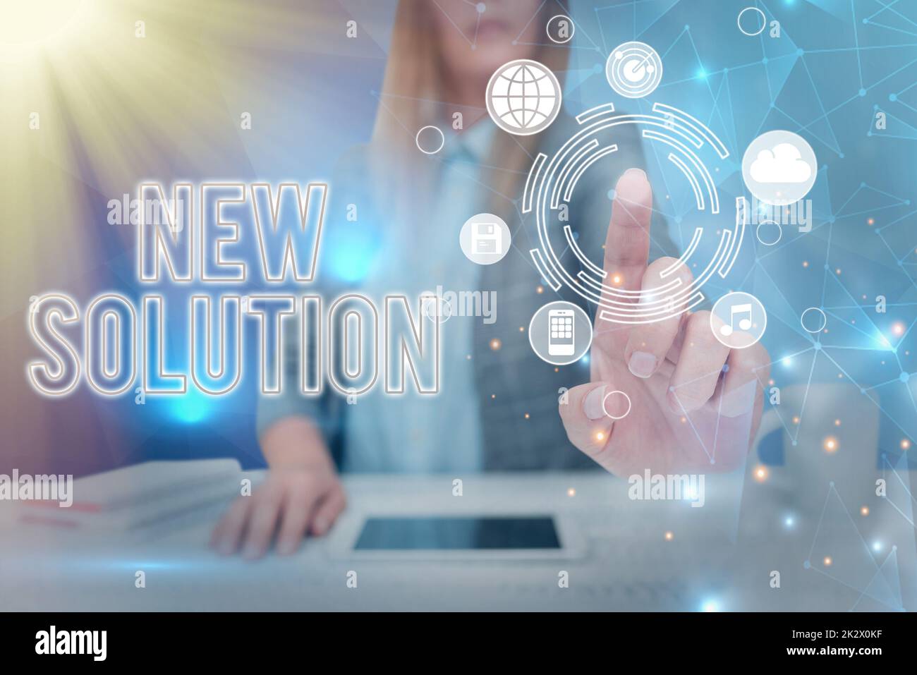 Sign displaying New Solution. Business showcase Modern Innovation ...