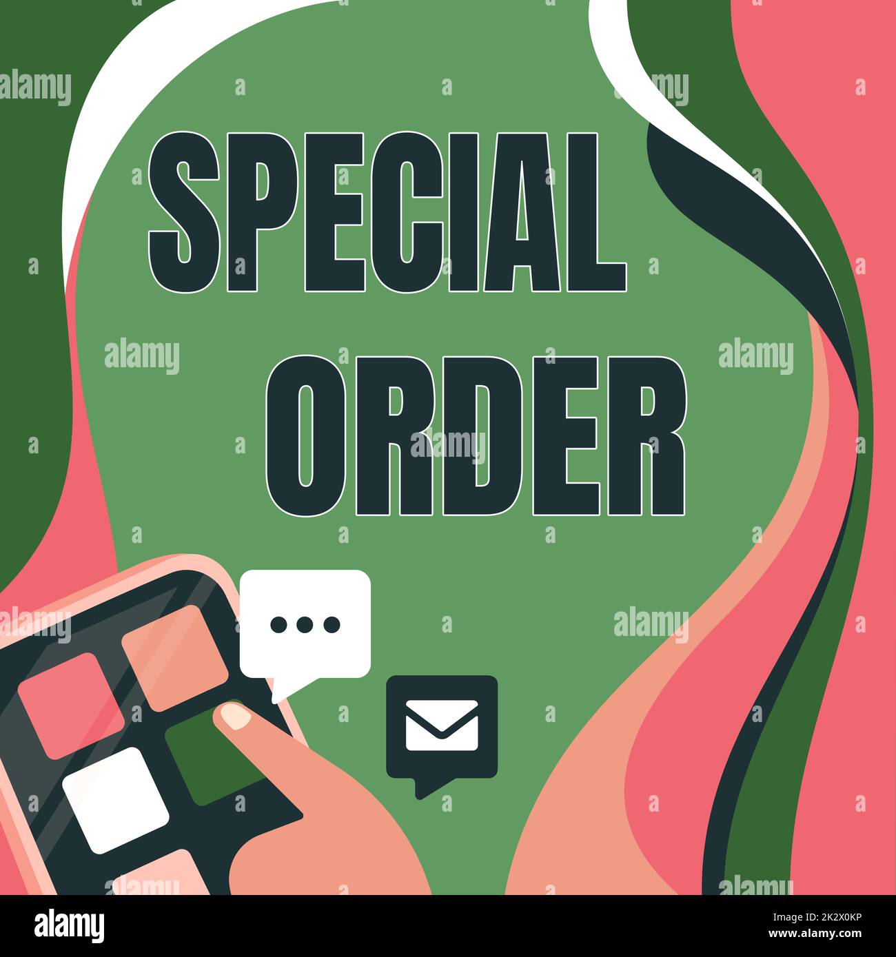 Text caption presenting Special Order. Business approach Specific Item ...