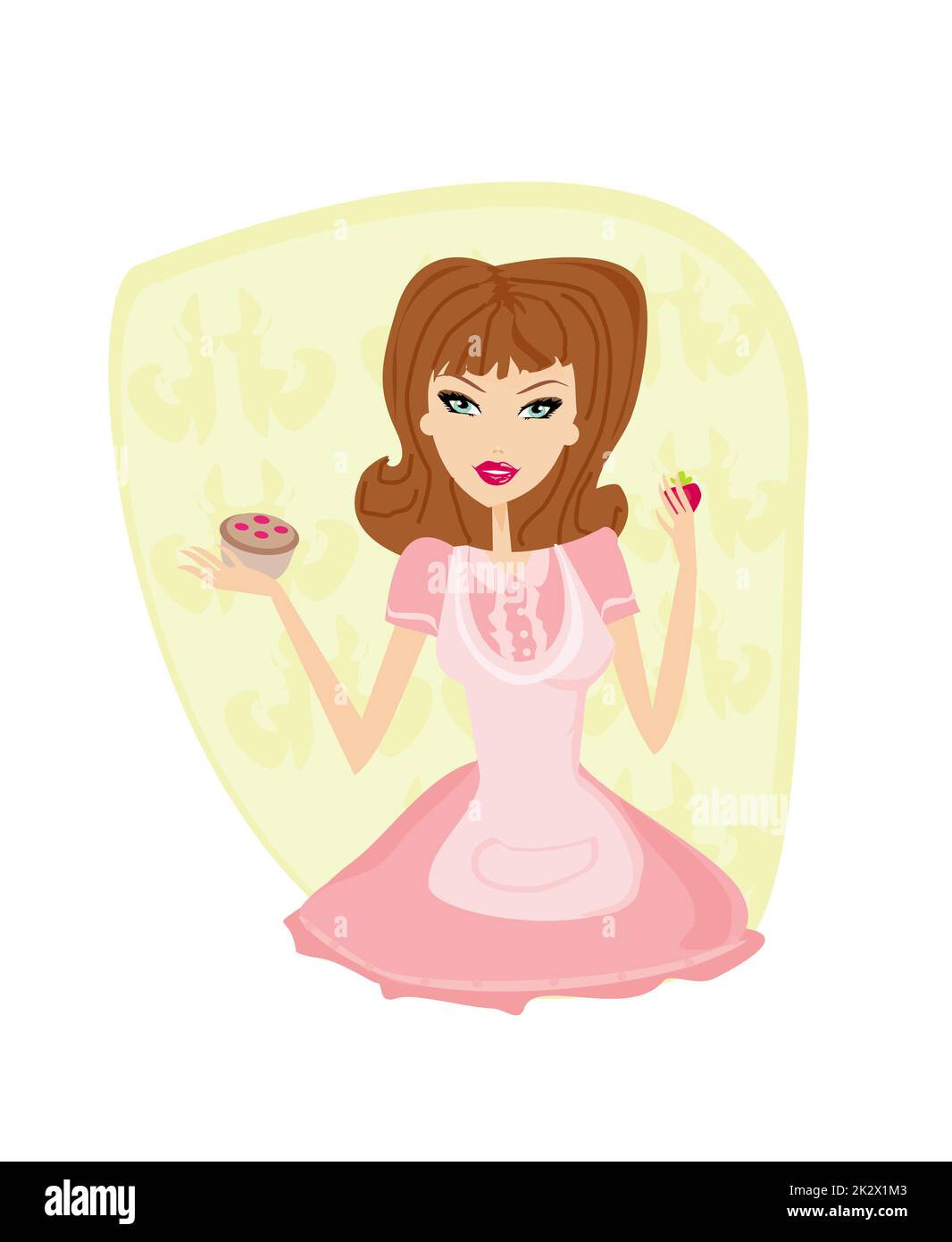 Beautiful lady cooking cakes Stock Photo - Alamy