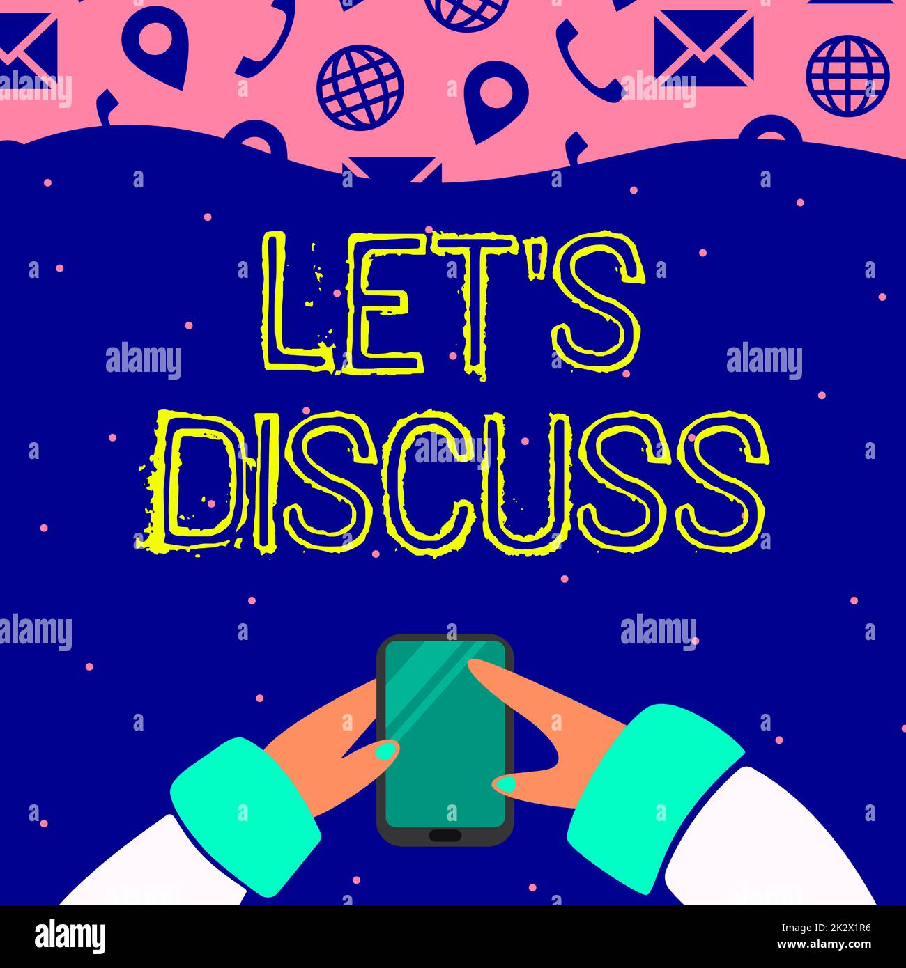 Hand writing sign Let S Discuss. Word Written on Permit to Talk Open Up ...