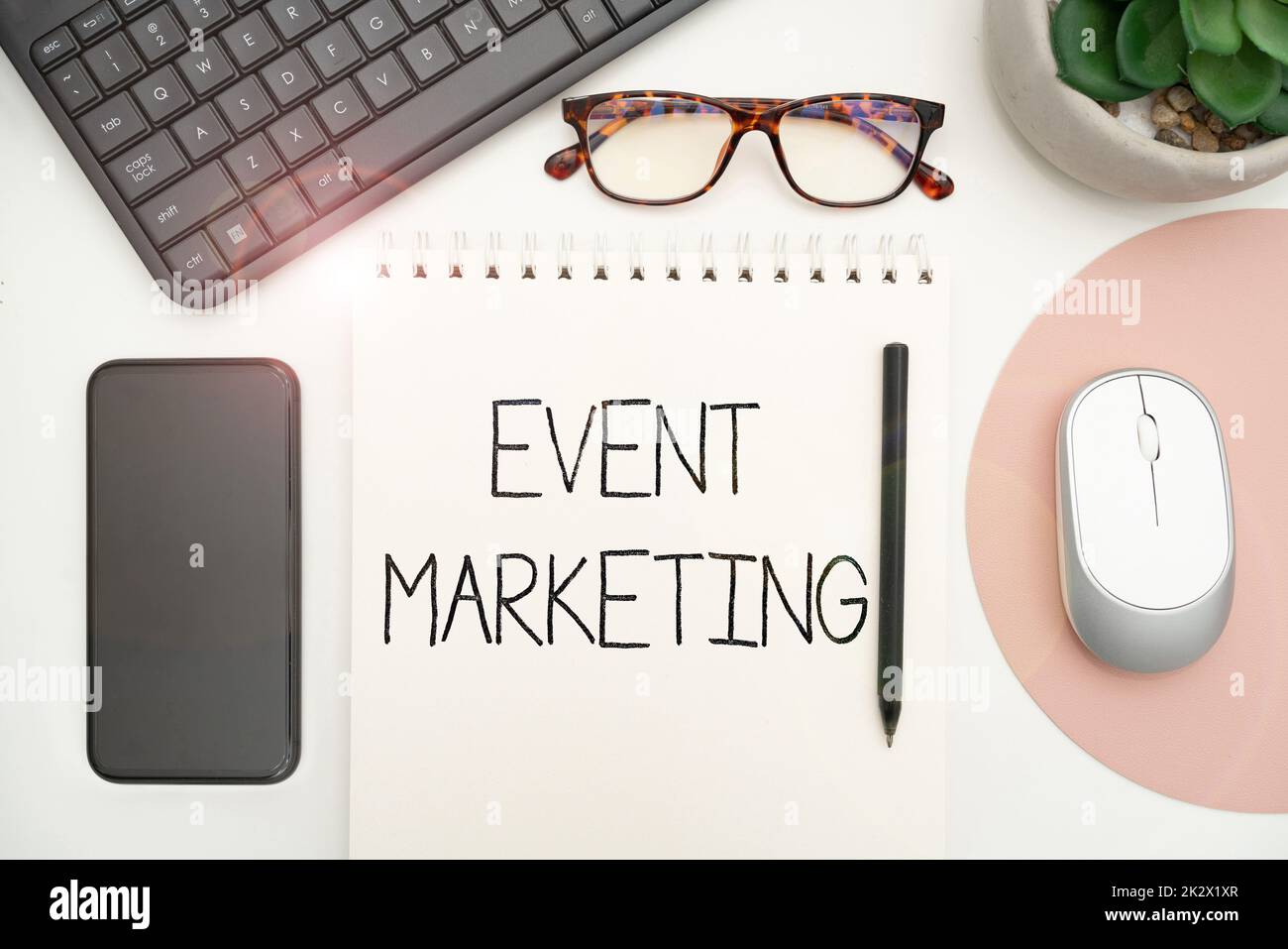 Conceptual caption Event Marketing. Business showcase describes process ...