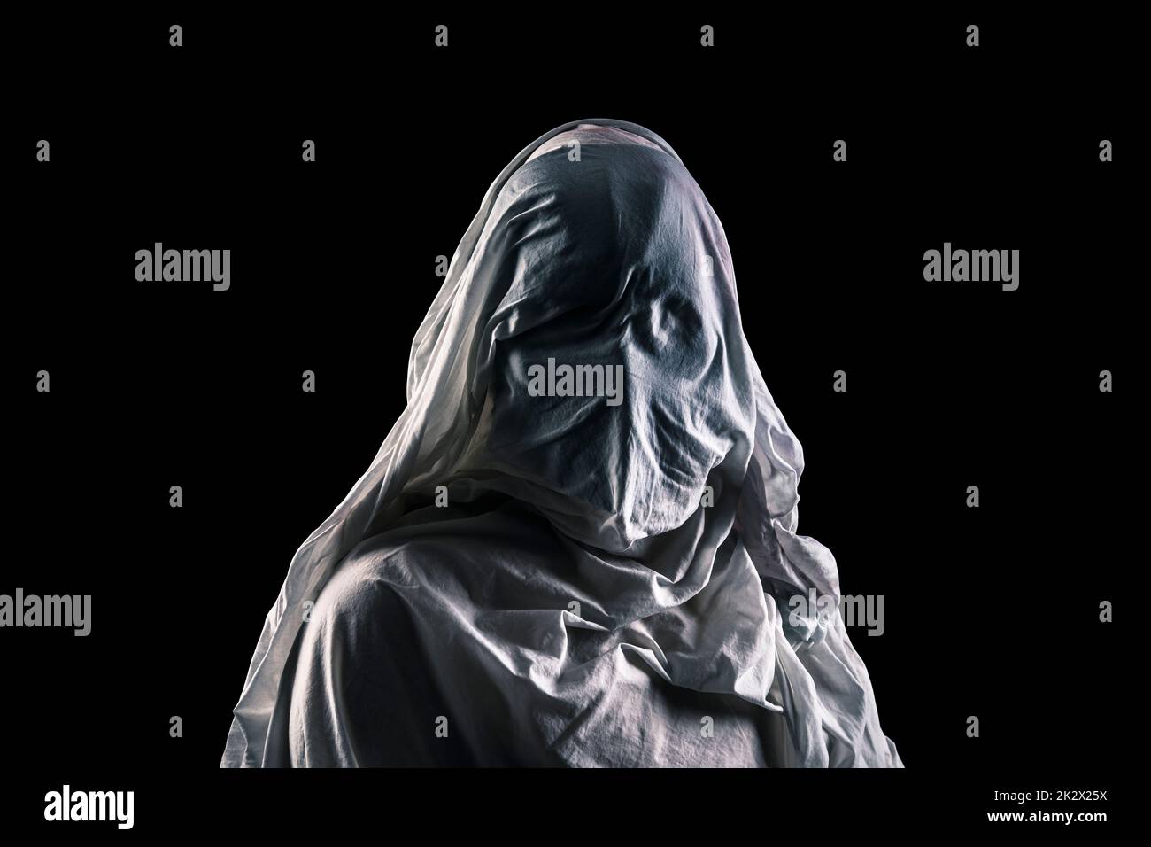 Portrait of a scary ghost isolated on black background with clipping ...