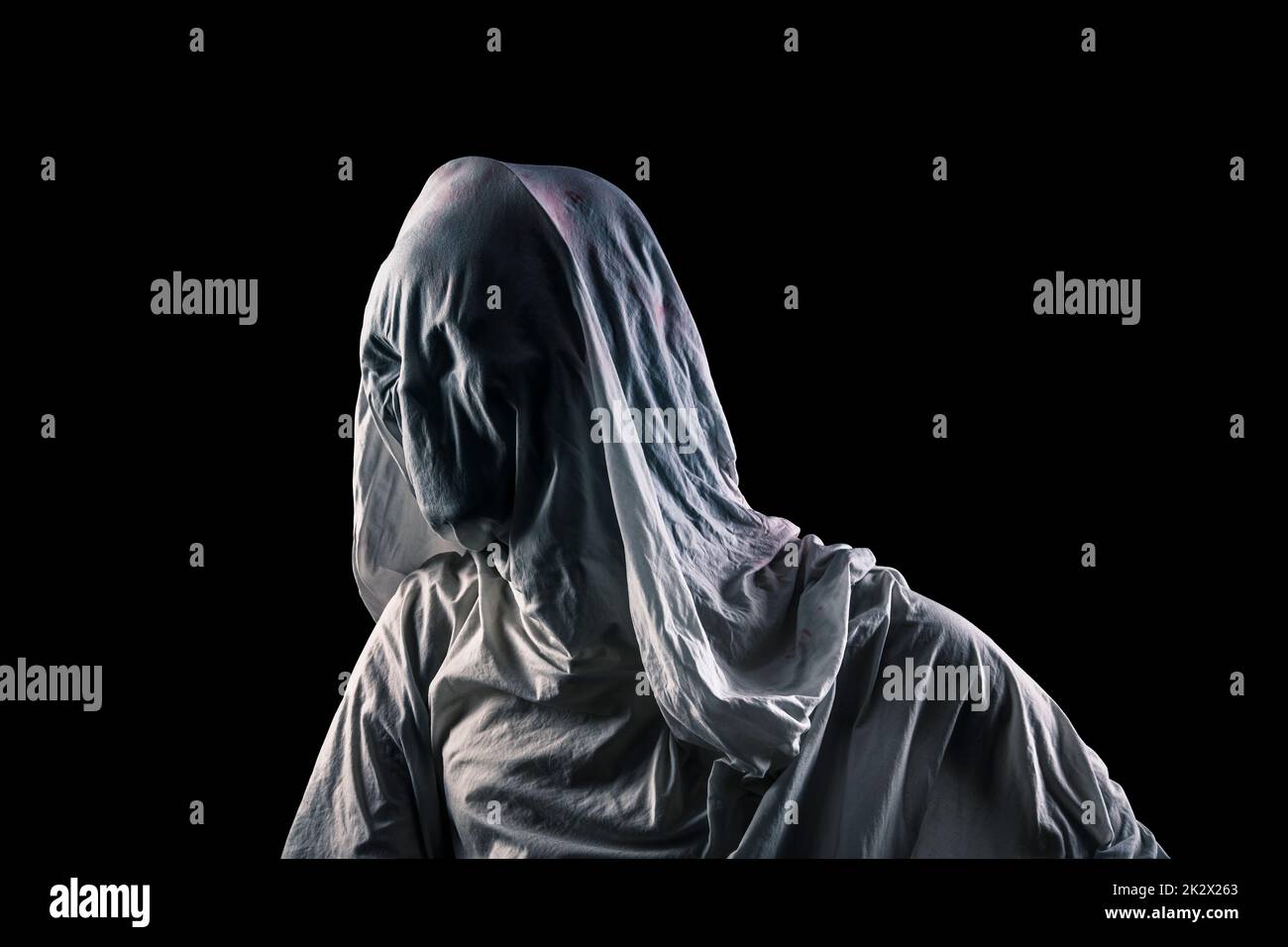 Portrait of a scary ghost isolated on black background with clipping ...