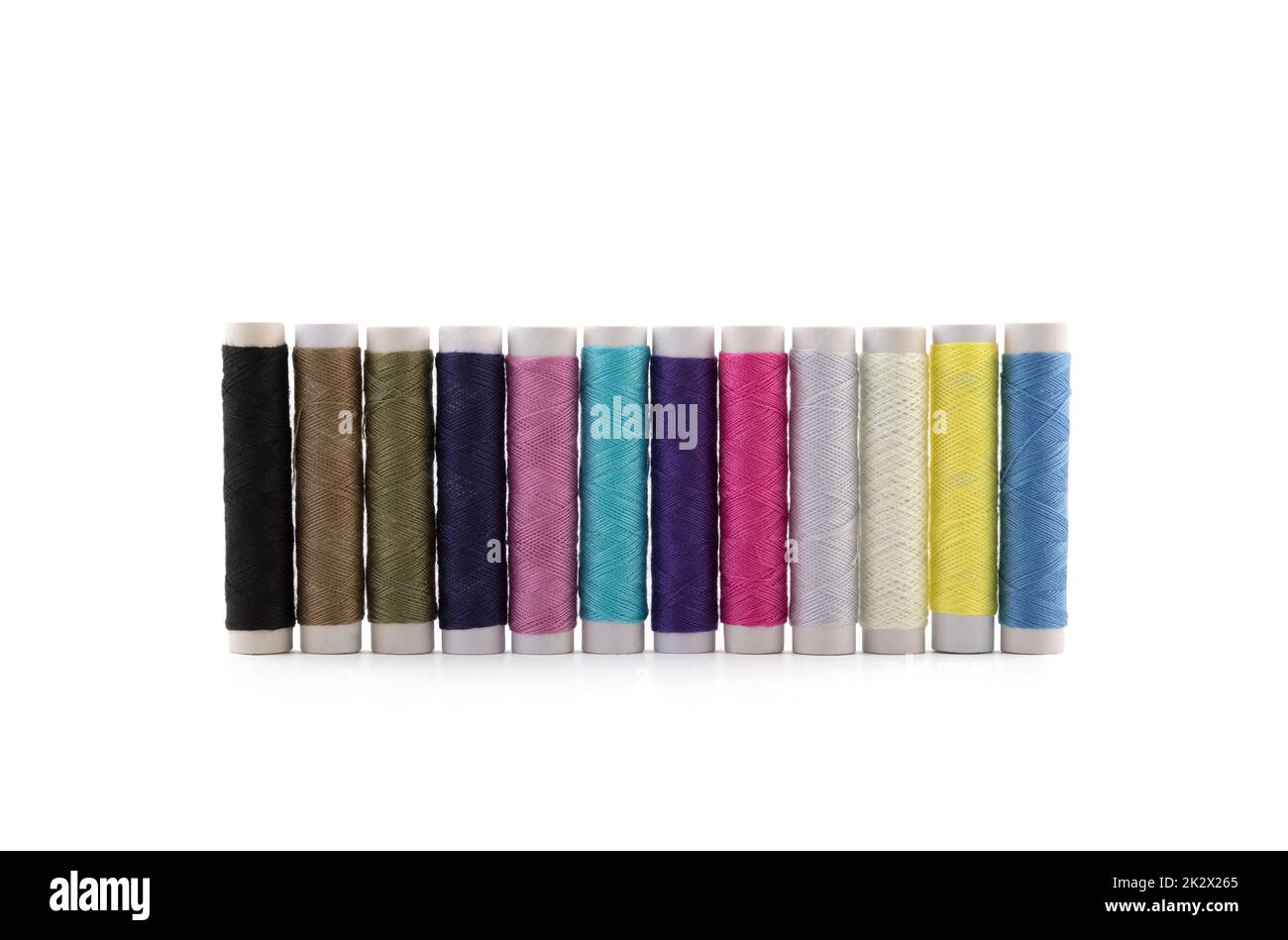 Colourful Thread Spools On White Background With Clipping Path Stock