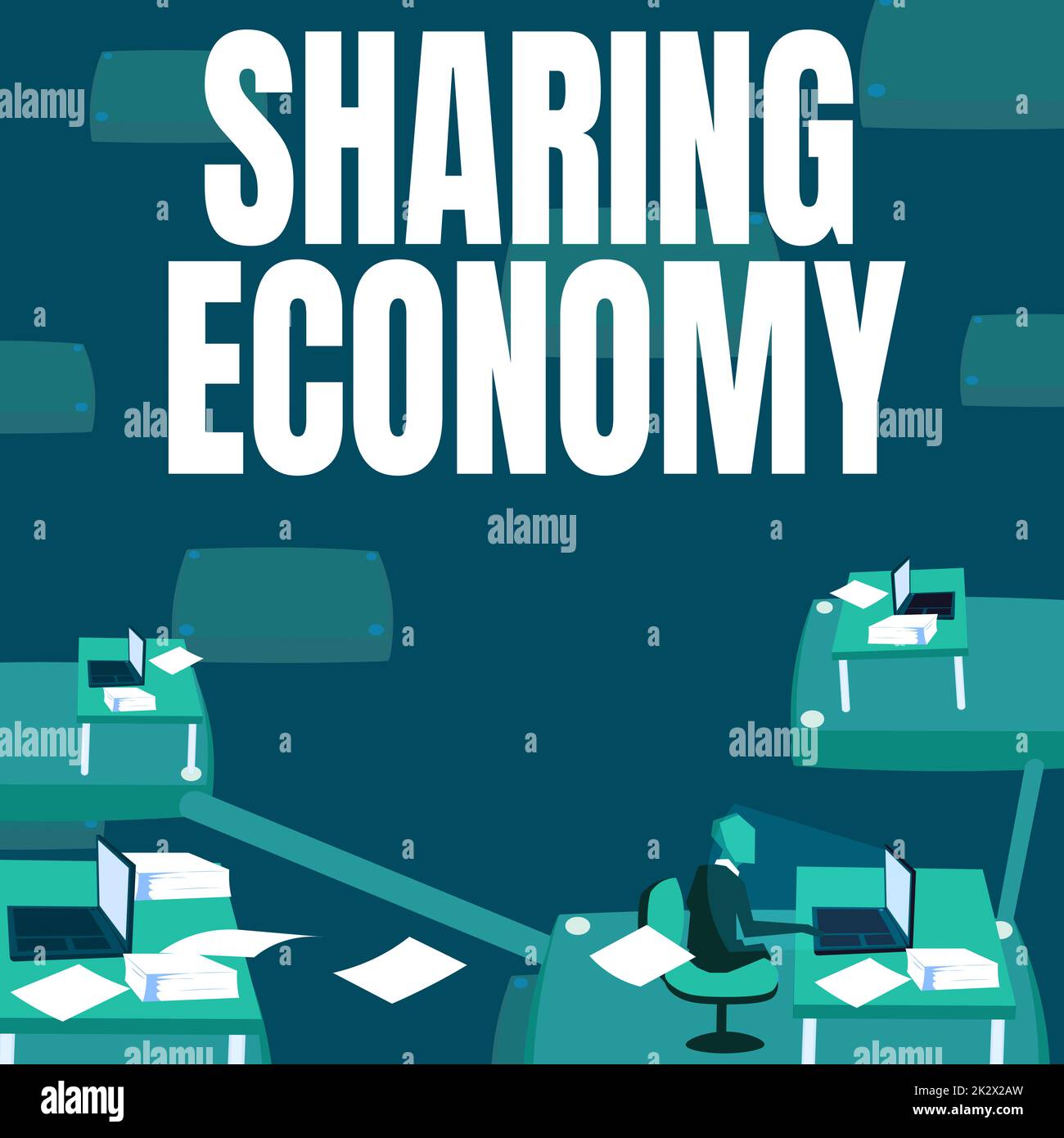 Text sign showing Sharing Economy. Word Written on economic model based ...