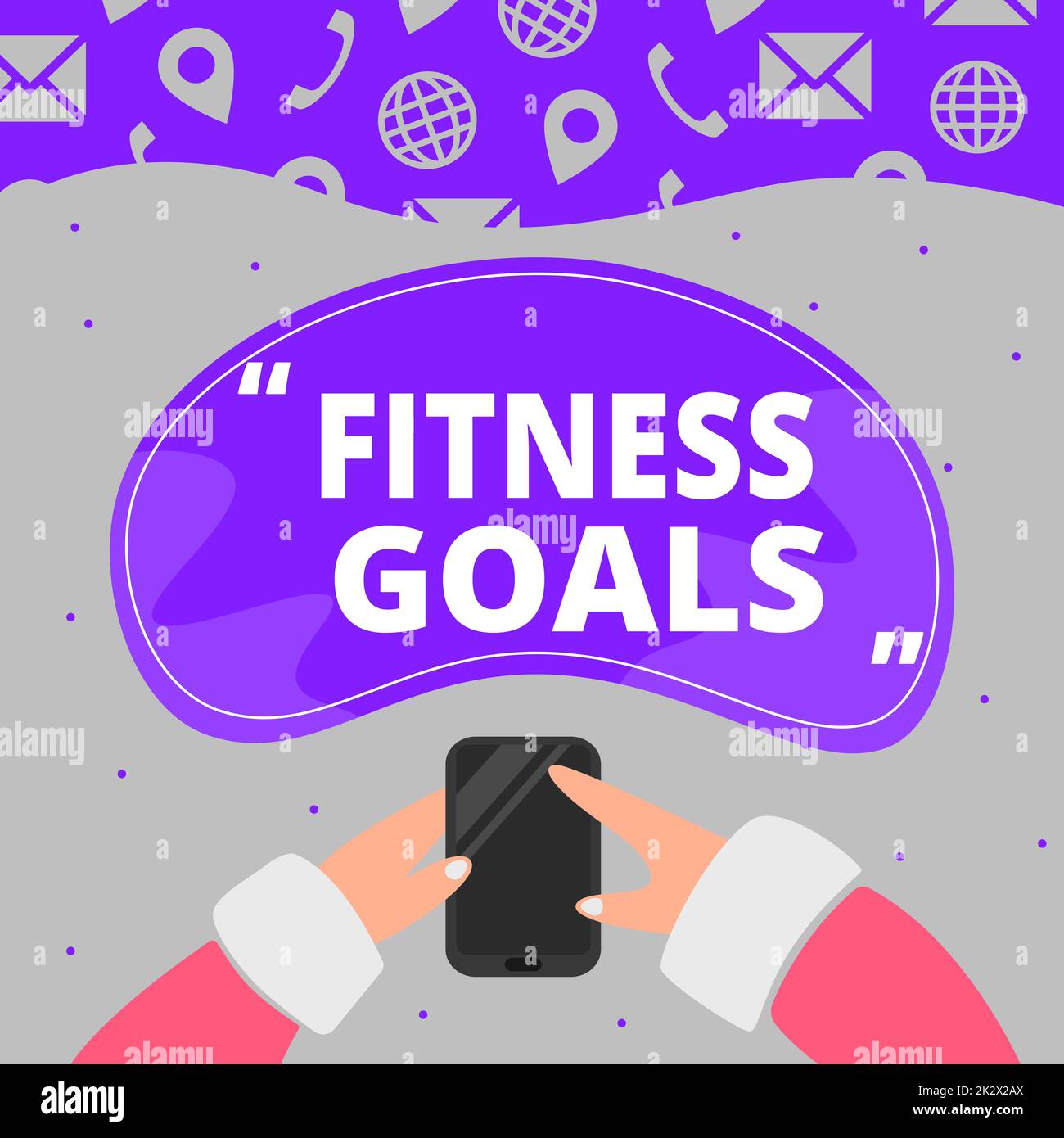 Text caption presenting Fitness Goals. Business concept Loose fat Build ...