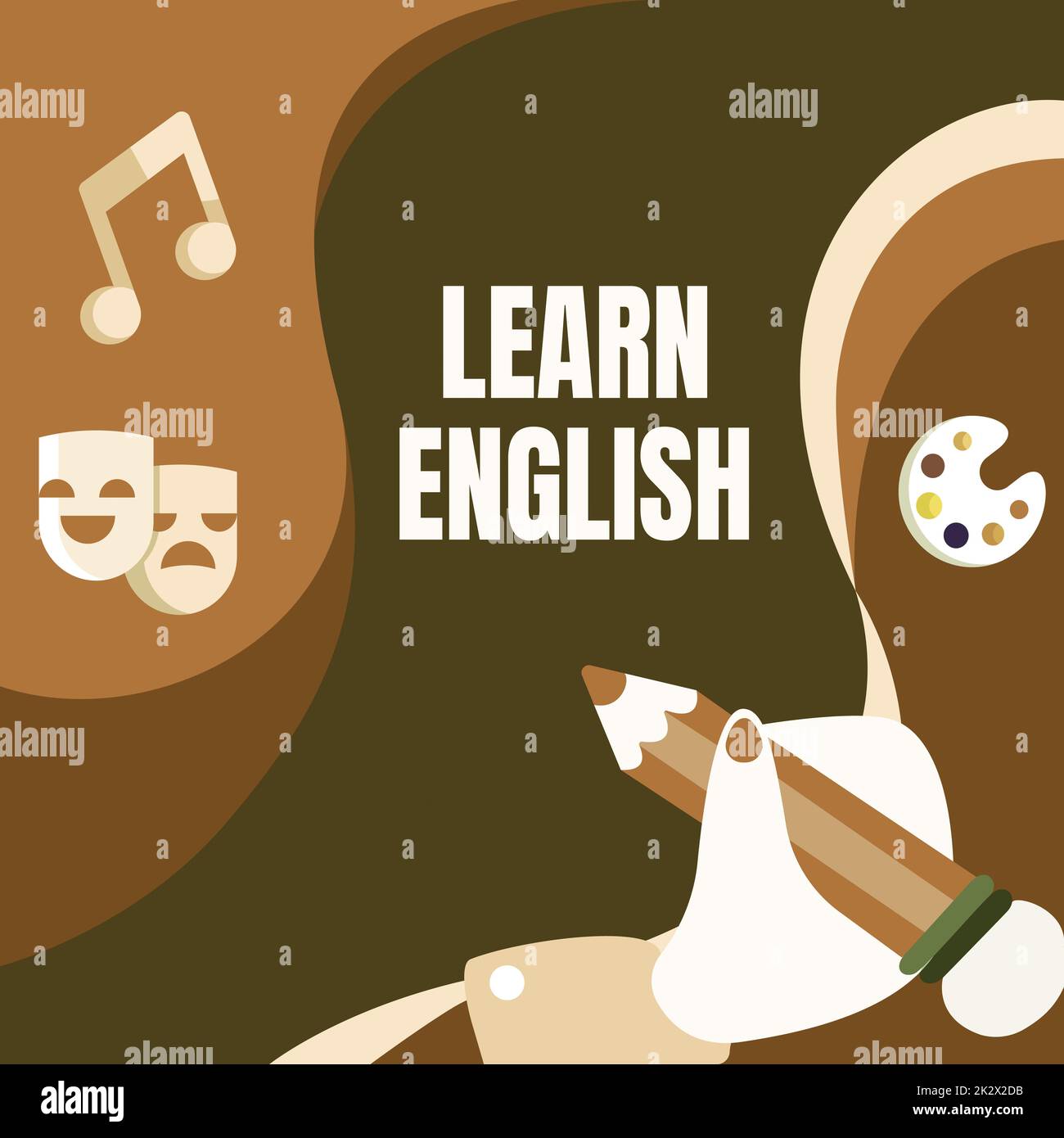 Hand writing sign Learn English. Business showcase Universal Language ...