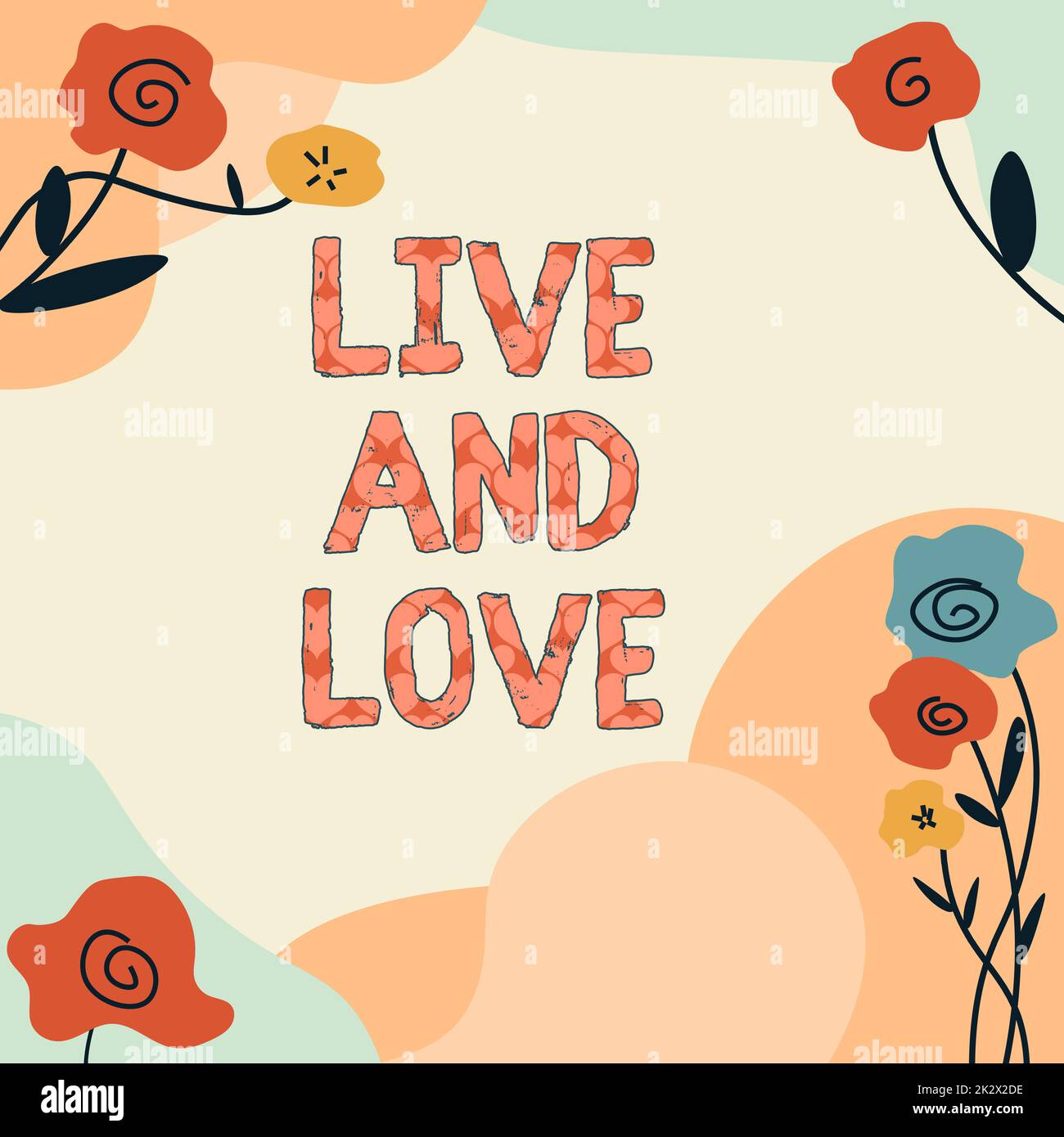 Conceptual caption LIVE AND LOVE. Concept meaning Couple in love living ...